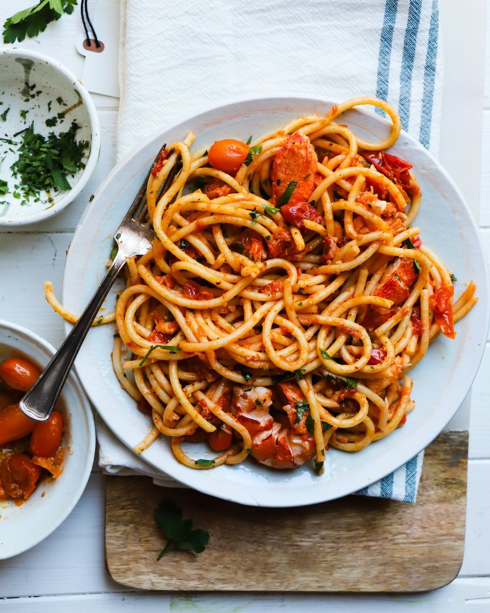 Calabrian Chili Tomato Lobster Pasta | Lindsey Eats