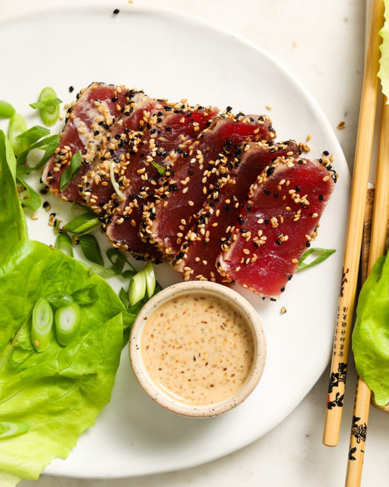 Seared Albacore Tuna with Lemon Ponzu Sauce | Lindsey Eats