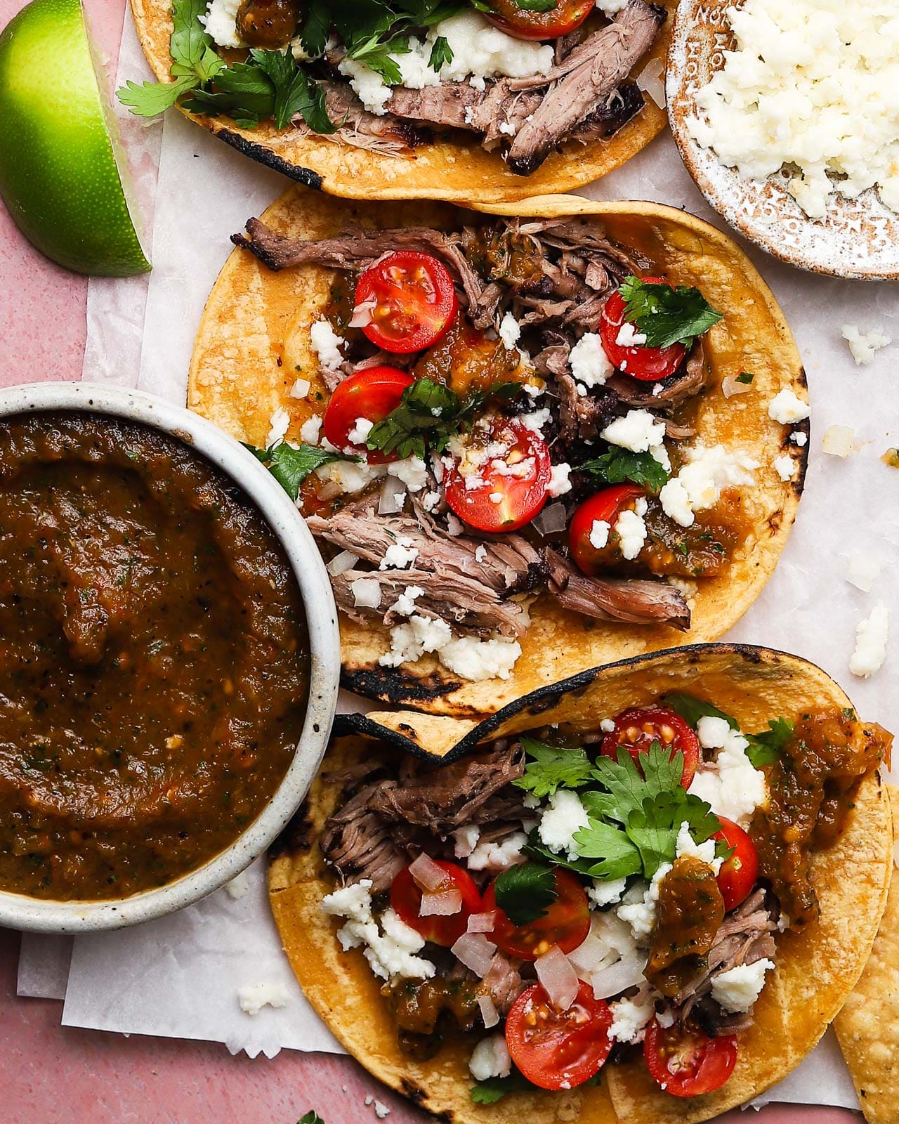 Braised Lamb Tacos with Charred Tomato Salsa | Lindsey Eats