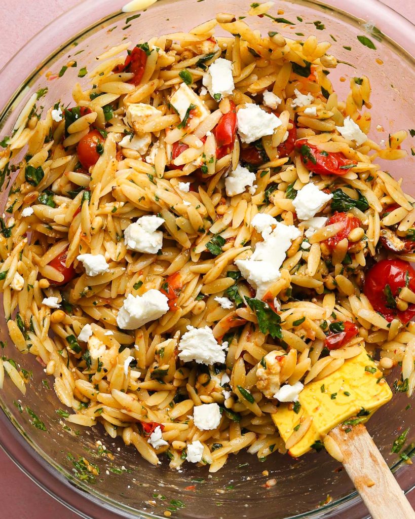 Roasted Tomato, Feta & Herb Orzo with Lemon Vinaigrette | Lindsey Eats