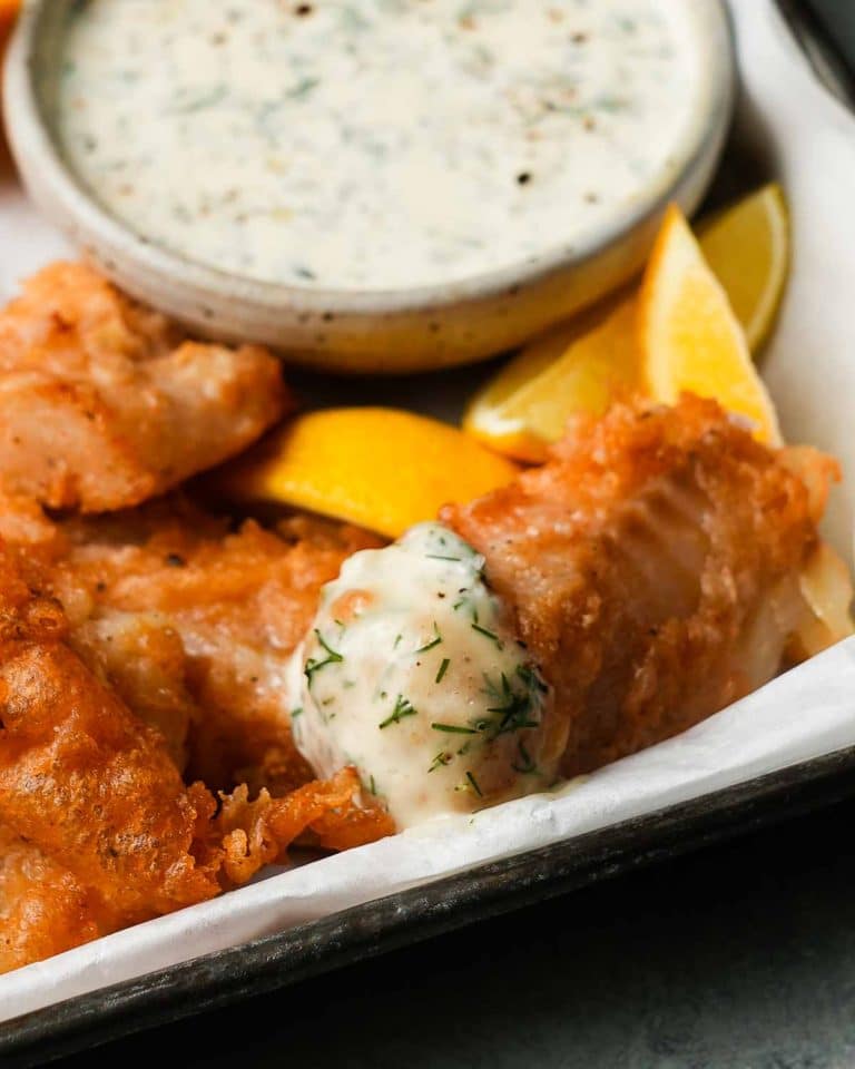 Beer Battered Cod with Tartar Sauce | Lindsey Eats