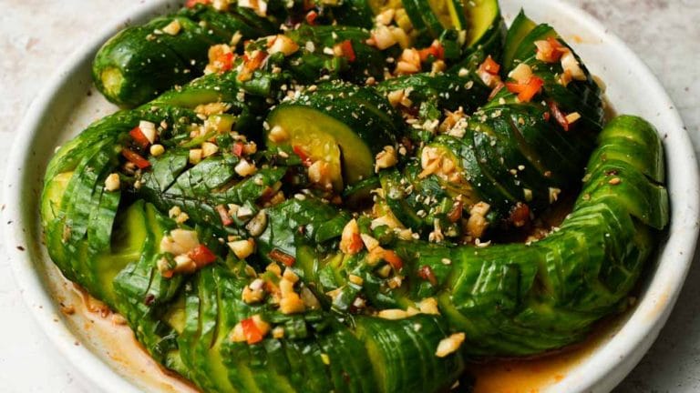 Asian Cucumber Salad with Chili and Garlic | Lindsey Eats