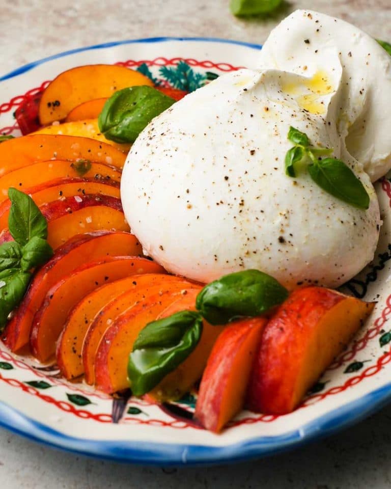 Peach and Burrata Caprese Salad | Lindsey Eats