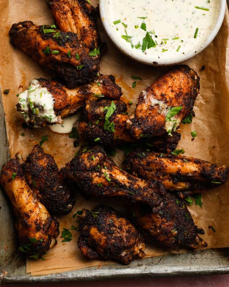 Sticky Coffee Wings with Chive Dip | Lindsey Eats