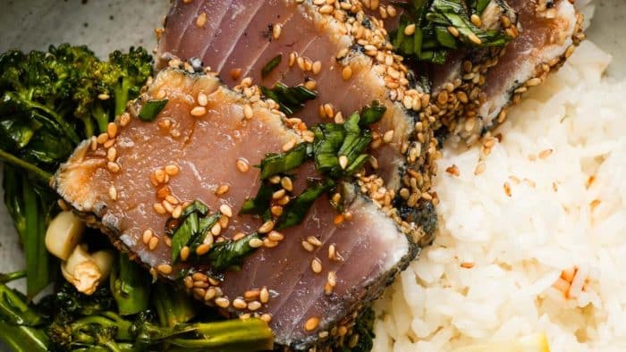 Seared Albacore Tuna with Lemon Ponzu Sauce | Lindsey Eats