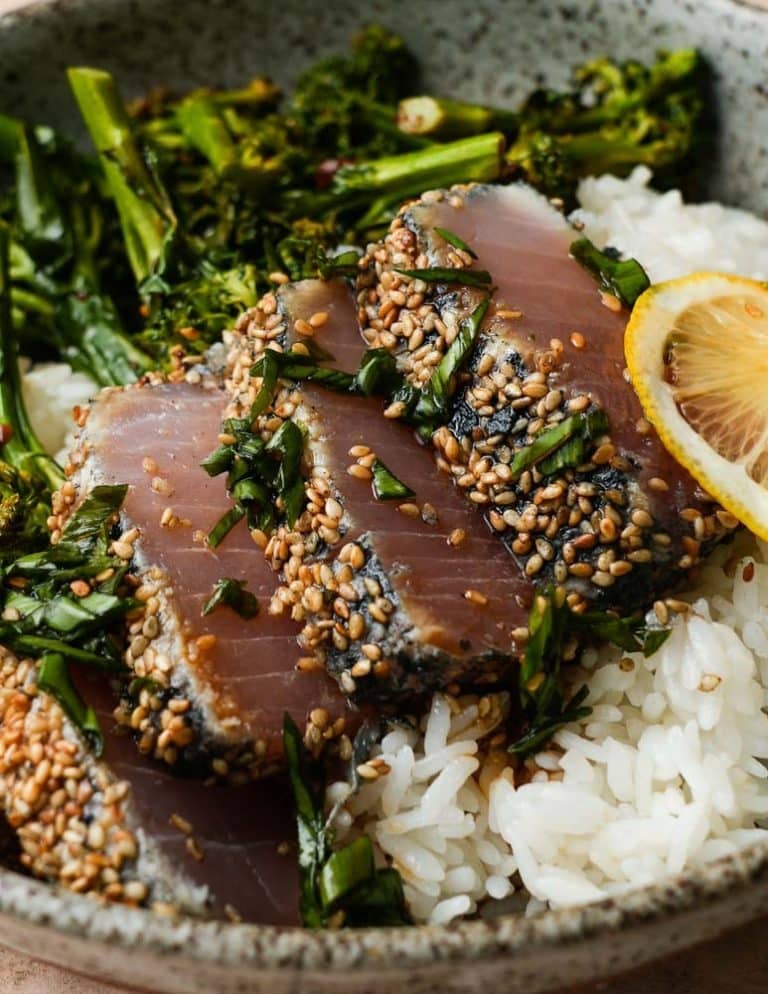 Seared Albacore Tuna with Lemon Ponzu Sauce | Lindsey Eats