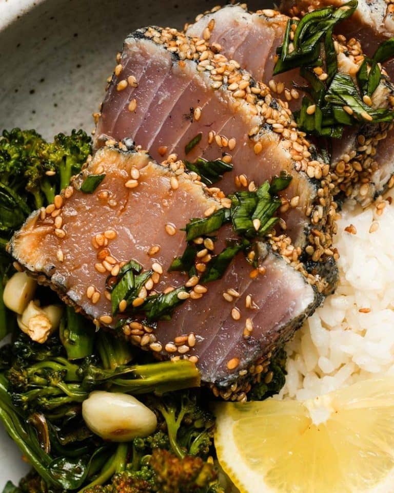 Seared Albacore Tuna with Lemon Ponzu Sauce | Lindsey Eats