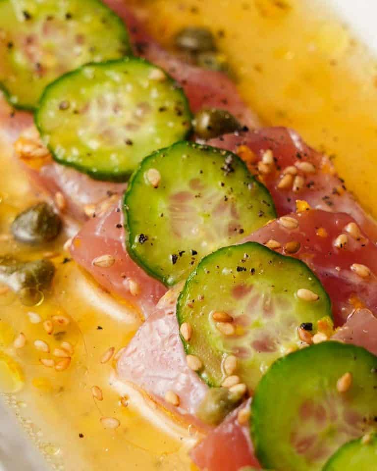 Tuna Crudo with Citrus Caper Vinaigrette | Lindsey Eats