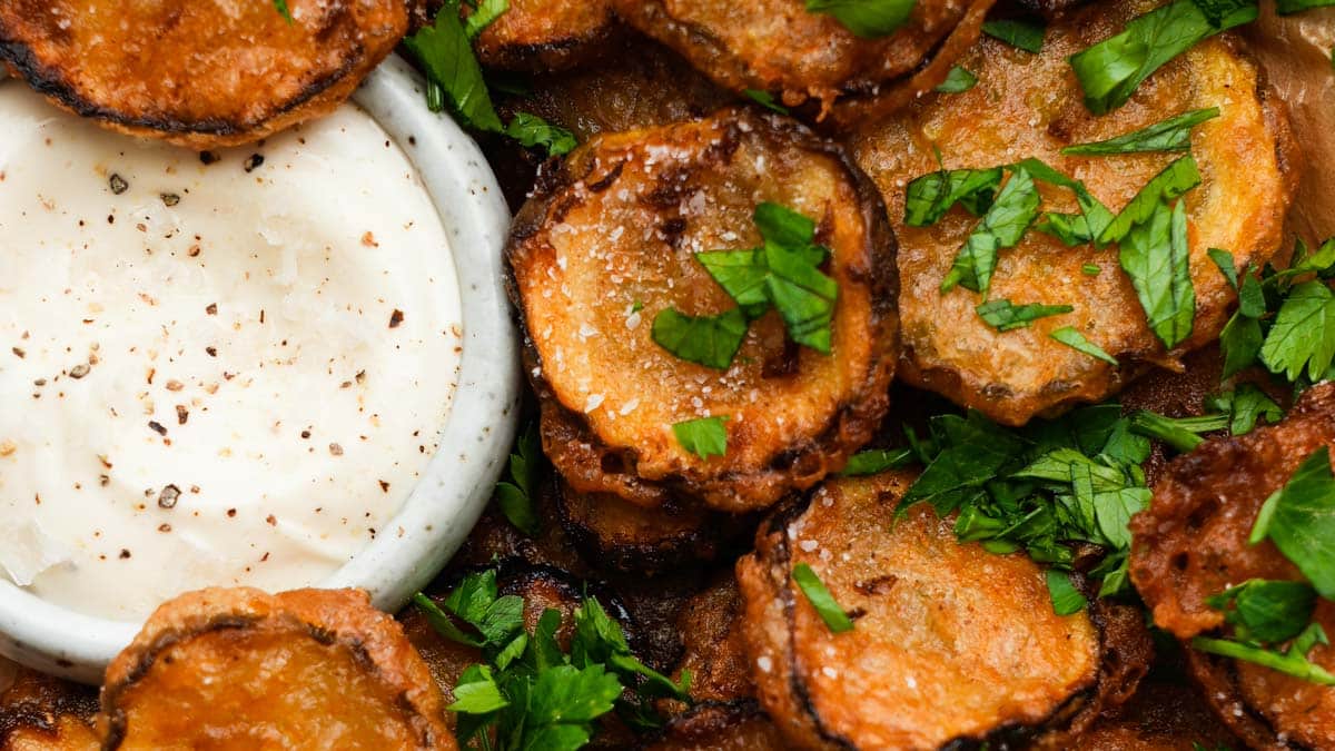 Fried Pickles with Salt and Vinegar Mayo | Lindsey Eats